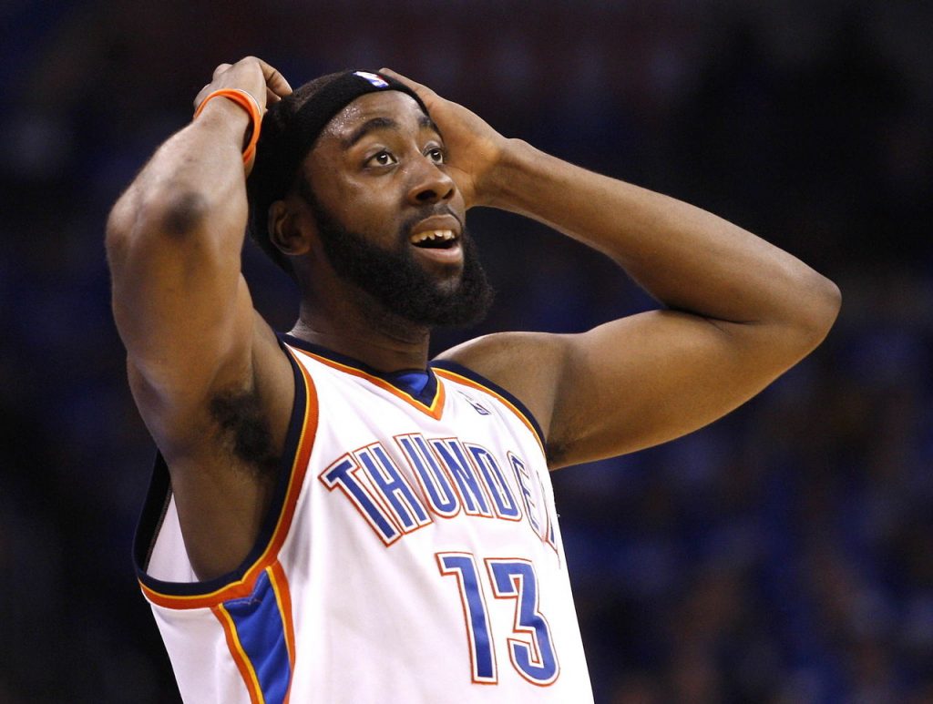 What does James Harden look like with no beard?