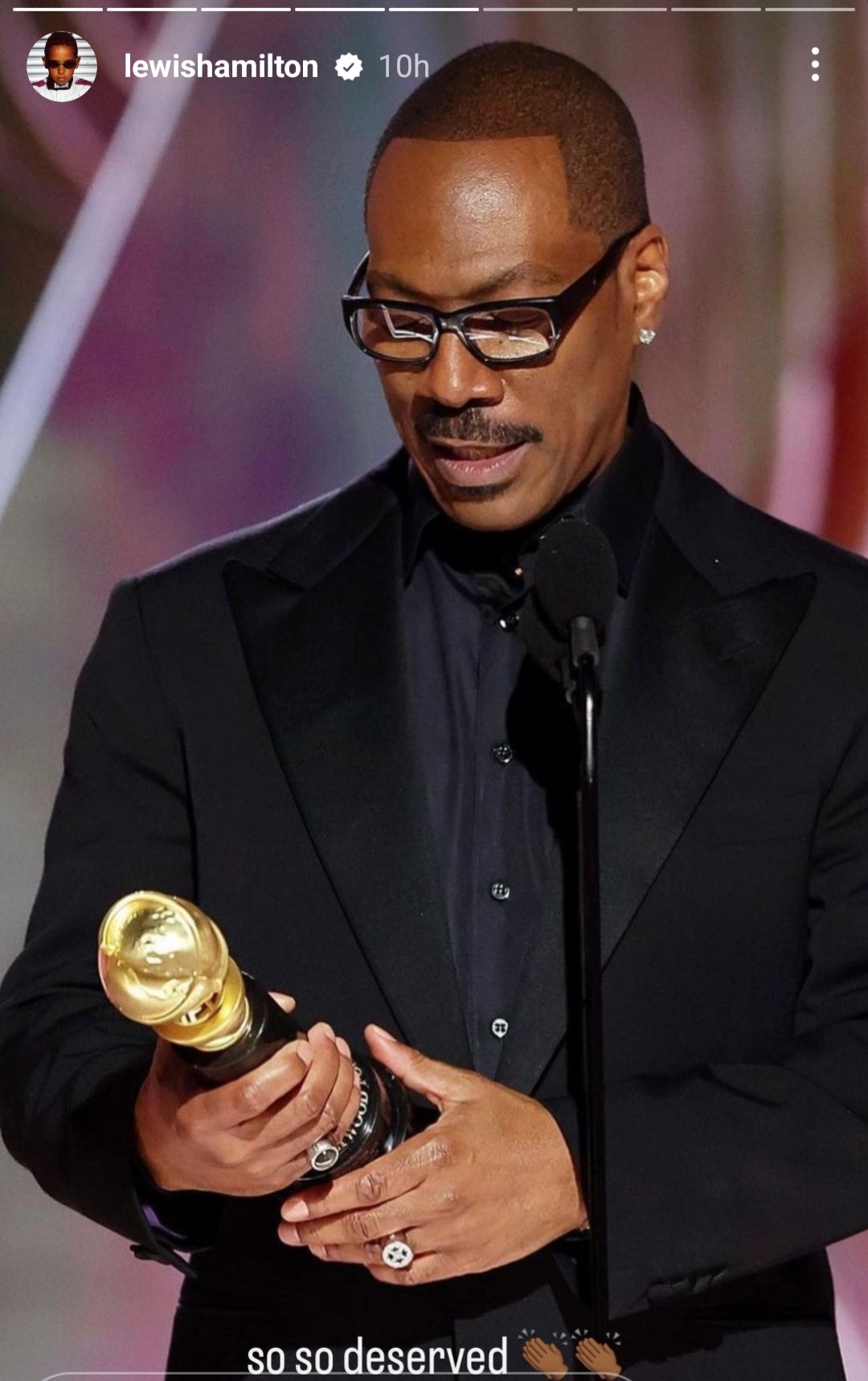 "So so deserved" - Lewis Hamilton congratulates Eddie Murphy on winning ...