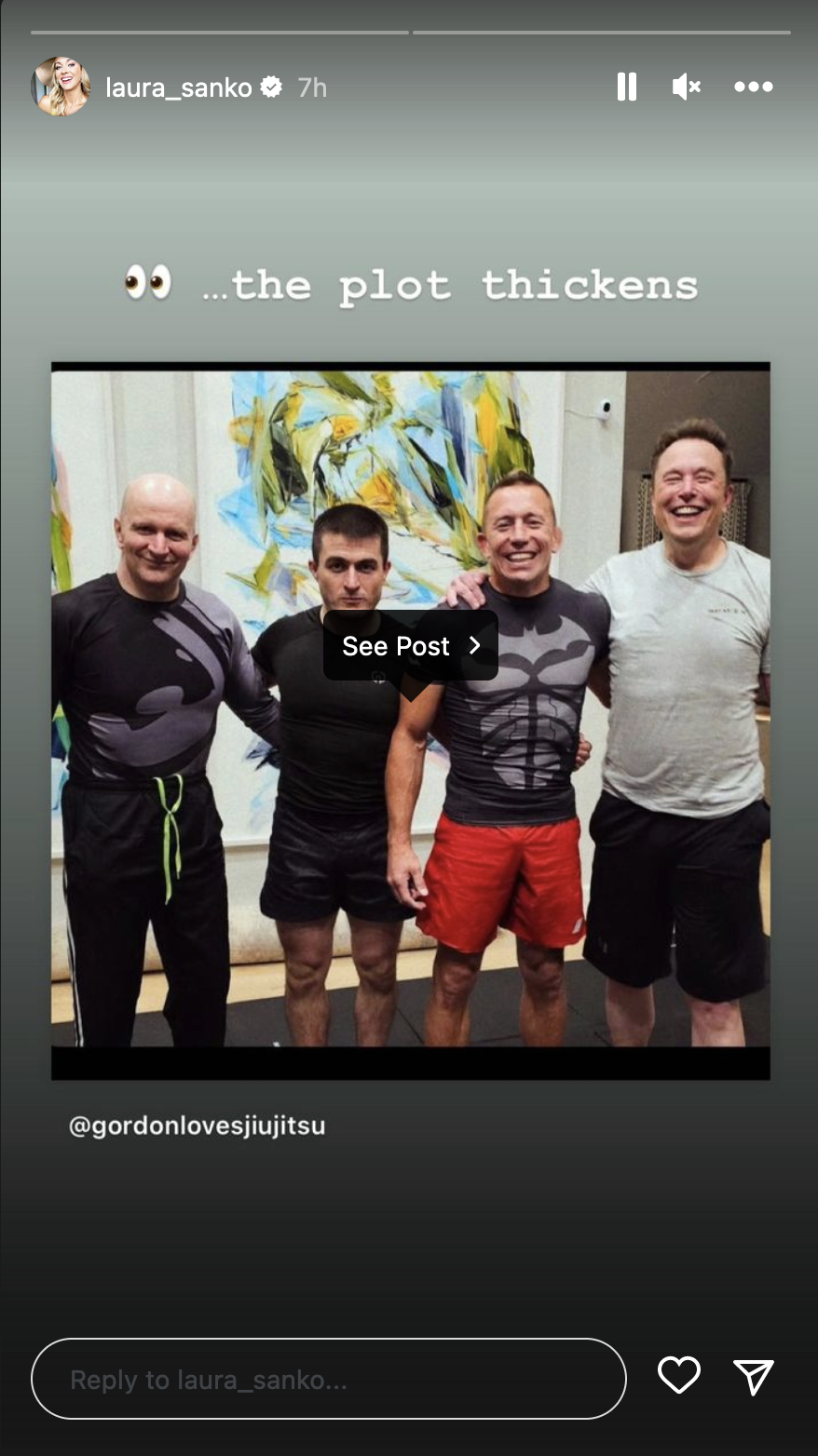 Laura Sanko reacts to GSP training with Elon Musk